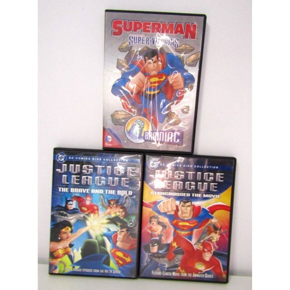 Media | Lot 3 Dc Comics Dvds 2 Justice League 1 Superman Supervillains ...